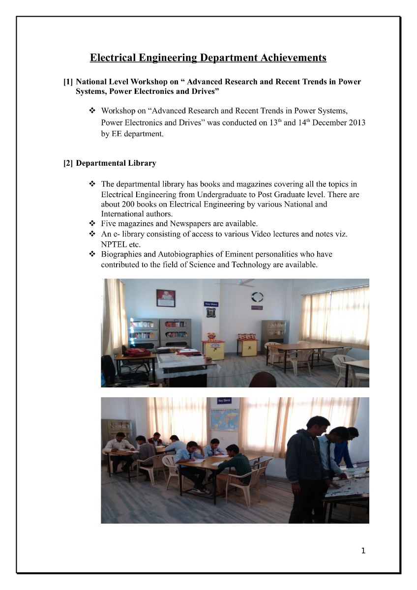 Mewar University : Electrical Engineering Department Achievements