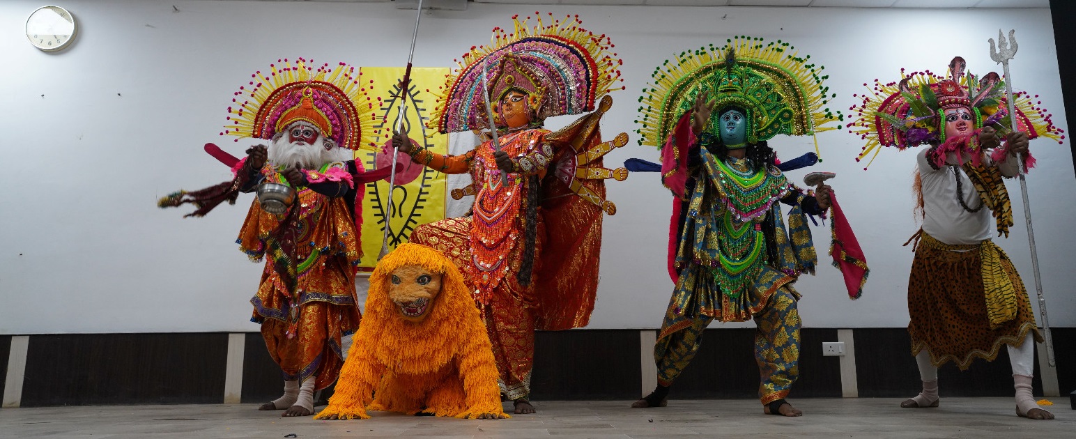 Traditional Chhau dance presented by the artist from Purulia West Bengal